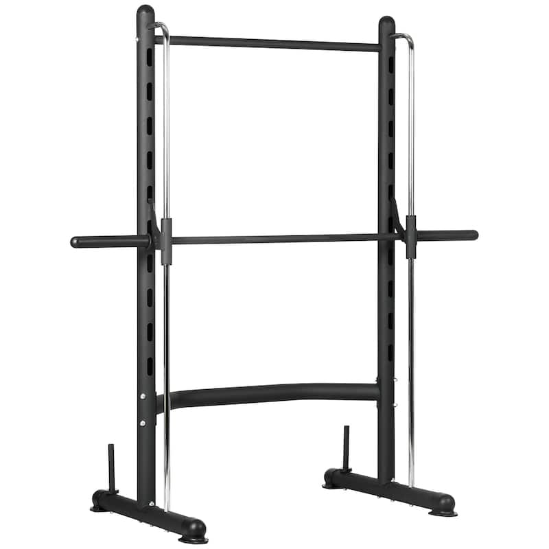 Soozier Adjustable Squat Rack with Pull Up Bar, Barbell and Weight Rack ...