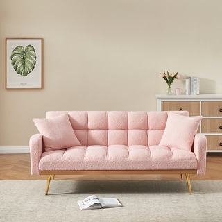 Sofa Bed With Adjustable Teddy Sofa For Small Space Living Room And ...