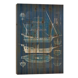 Antique Ship Blueprint I Print On Wood by Vision Studio - Multi-Color ...