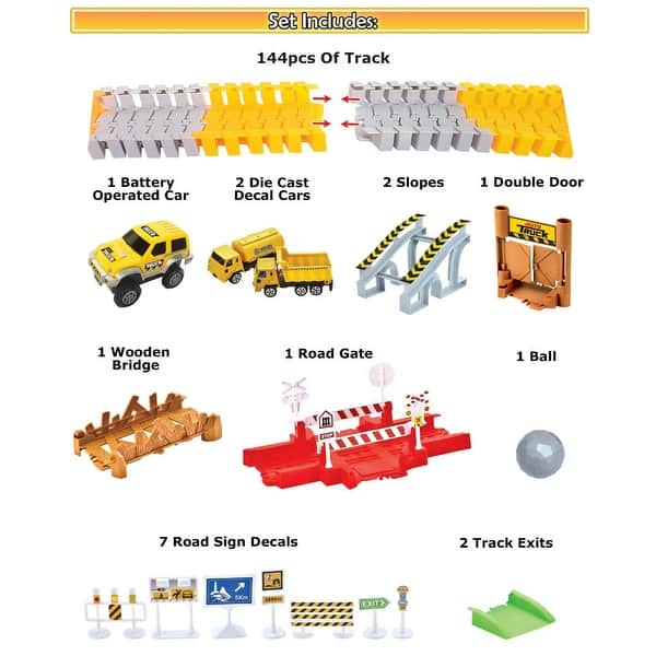 Magical Construction Site Twisting Race Car Track Set - Flexible ...