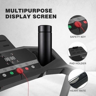 Black Motorized Electric Treadmill for Home w/ 3 Level Manual Incline ...