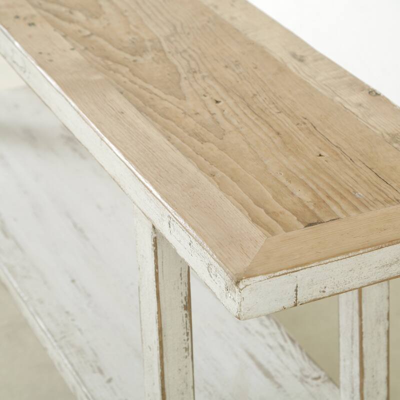 Artissance Reclaimed Wood Song Console Table w/Shelf, 71" Long, Off ...