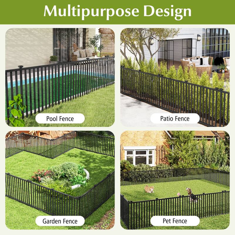 Gymax 80'' x 39'' Vinyl Picket Fence 2 No Dig Fence Panels for Soft ...