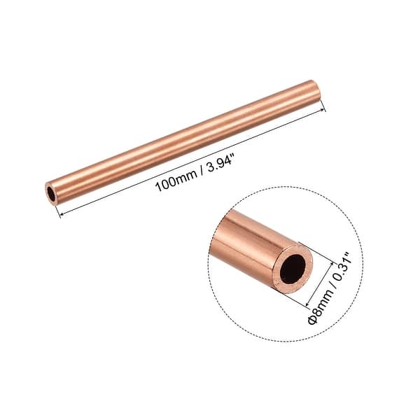 Copper Round Tube 1.5mm Wall Thickness 100mm Length Pipe Tubing - Bed ...