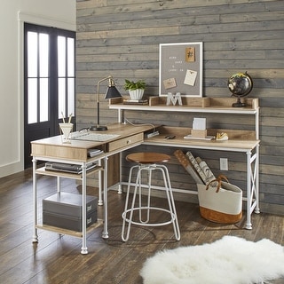 River Crest L-Shaped Desk with Storage, Light Oak Finish - Bed Bath ...