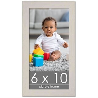 6x10 Traditional White Washed Complete Wood Picture Frame with UV ...