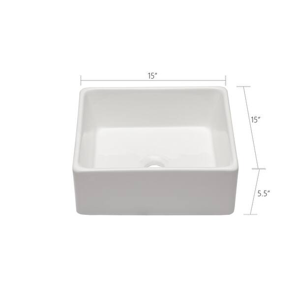 15 Inch Vessel Sink Square White Ceramic Bathroom Sink - Bed Bath ...