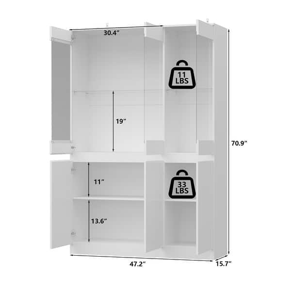 Modular glass display cabinets, storage Cabinets with 3-colors lights ...