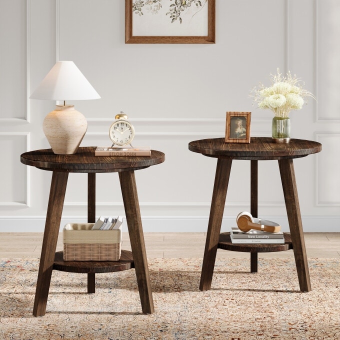 rustic wood side table