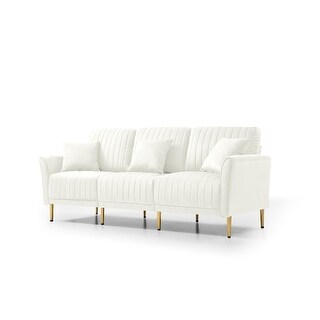 Mid-Century Tufted 3-Seat Sofa Couch for Living Room, Office, Apartment, Dorm, Studio and Small ...