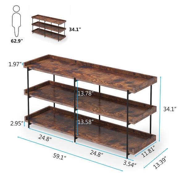 Rustic Console Sofa Table, 3 Tier Entryway Table with Storage Shelf for ...