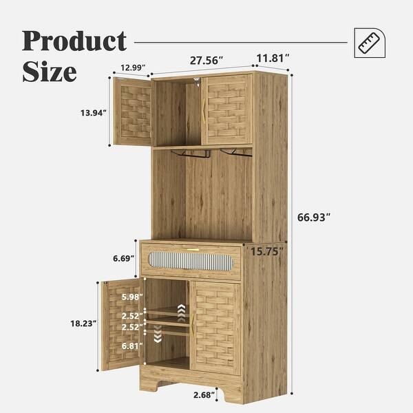 67'' Tall Pantry Buffet Cabinet Freestanding Hutch Cupboard for Home ...
