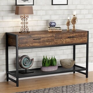 47" Rustic Sofa Console Table with 2 Drawers - Bed Bath & Beyond - 31410439