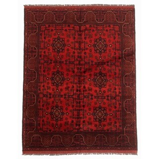 ECARPETGALLERY Hand-knotted Finest Khal Mohammadi Red Wool Rug - 4'11 x ...