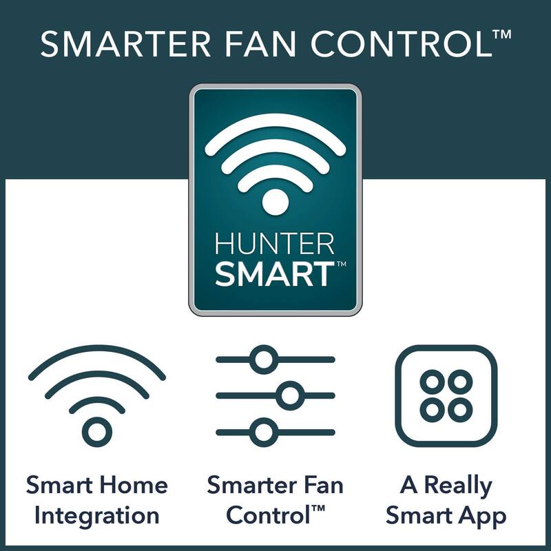Hunter 52" WiFi Aerodyne Ceiling Fan w/ LED Light, Handheld Remote ...