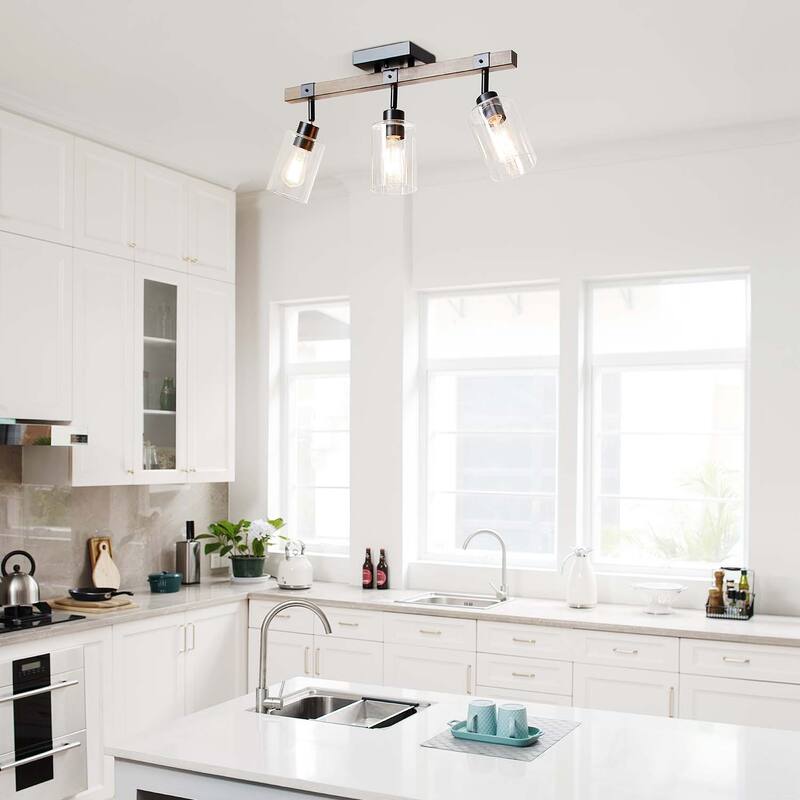 Austin 3-Light Faux Wood Track Lighting - one size - On Sale - Bed Bath ...