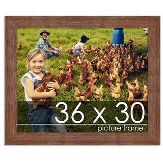 36x30 Frame Brown Barnwood Distressed/Aged Wood Picture Frame - UV ...