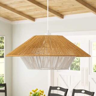 6-light Modern Boho Hand-wrapped Woven Chandelier Natural Ivory Rope ...