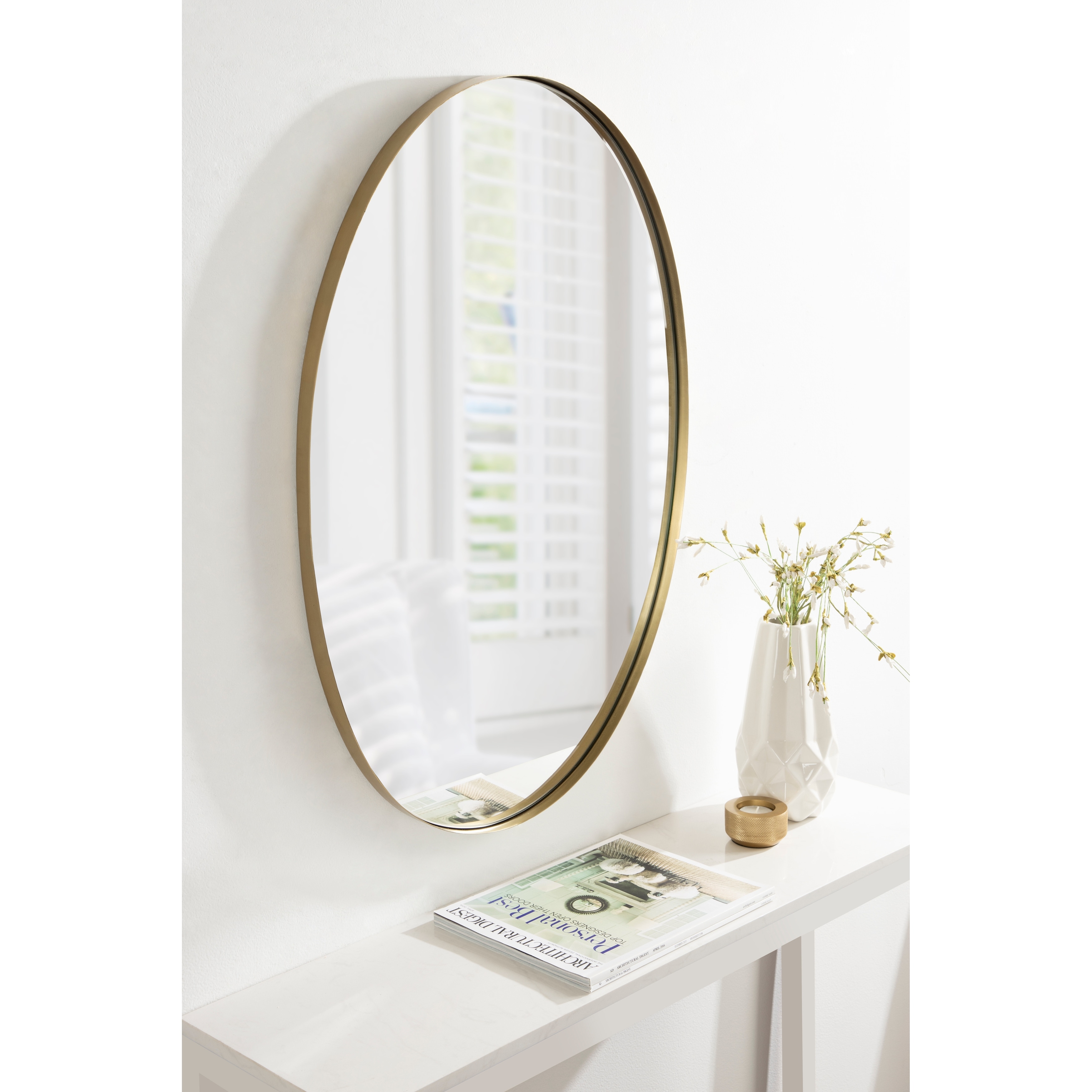 Kate and Laurel Elmora Fluted Oval Wall Mirror - On Sale - Bed Bath ...
