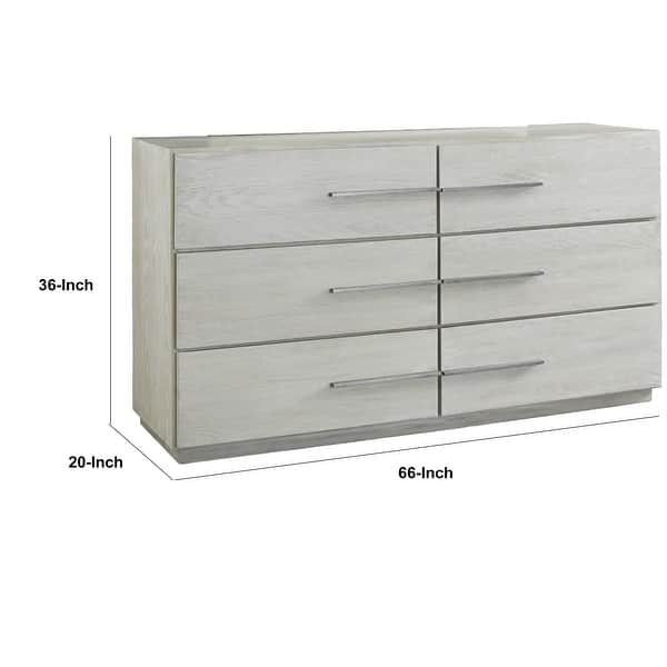 Joe 66 Inch Wood 6 Drawer Side Dresser with Metal Handles, Grey - Bed ...