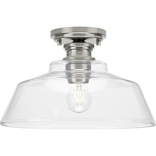 Singleton Collection 1-Light 14 in. Brushed Nickel Medium Semi-Flush ...