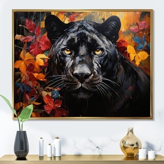 Designart "Panther Elusive Panther Collage" Animals Framed Wall Decor ...