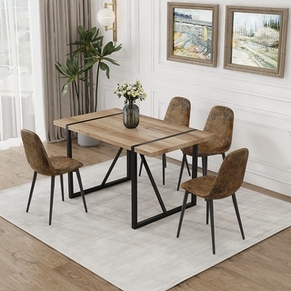 Modern 5 Piece Wooden Dining Set with 31.4" Rectangular Dining Table ...