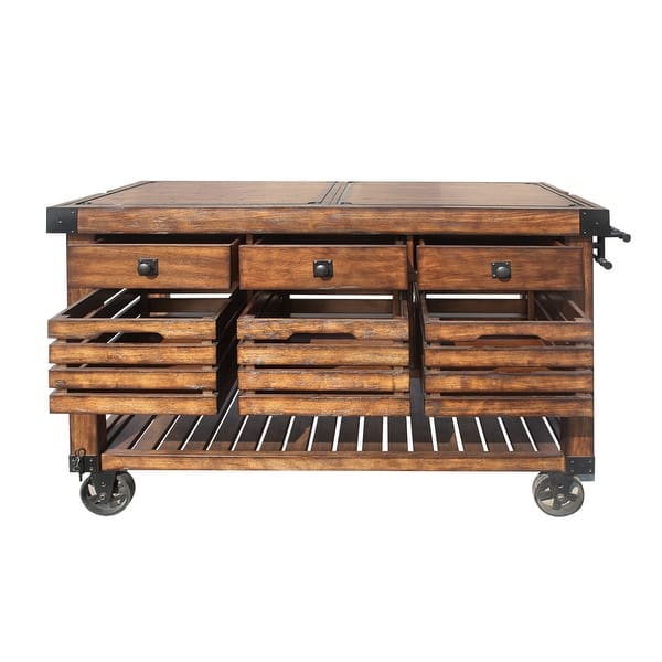 Carbon Loft Harvey Distressed Chestnut Kitchen Cart - On Sale - Bed ...