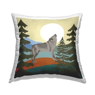 Stupell Grey Howling Wolf Forest Trees Moon Printed Throw Pillow by ...