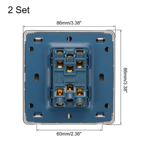 Light Switch Wall Push Button 2 Gang 2 Way Grey 250V 10A 86mmx86mm Pack ...