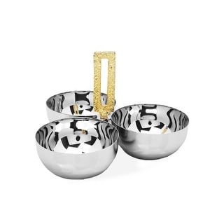 3 Bowl Relish Dish with Square Gold Loop Handle - Bed Bath & Beyond ...