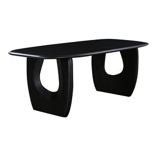 Modern 87 in. Black Solid Acacia Wood Dining Table with Splayed Edge ...