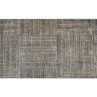 2' x 4' Modern Geo Lines in Squares Washable Floor Mat - 3'6" - Bed ...