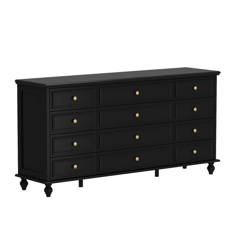 Timechee 63'' W Dresser White Chest Srorage Cabinet Lacquer Drawers ...