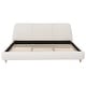 King Size Linen Upholstered Bed Frame with Solid Wood Legs, Foam Padded ...