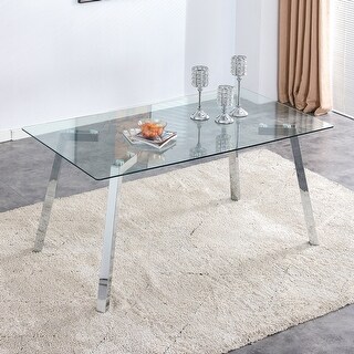 A modern minimalist rectangular glass dining table - Bed Bath & Beyond ...