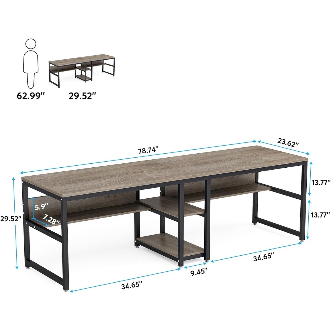 Double width desk store