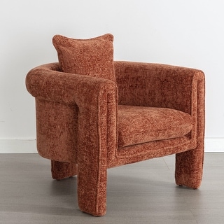 Single Sofa Chair Round Armchair Velvet Lounge Chair, Burnt Orange ...