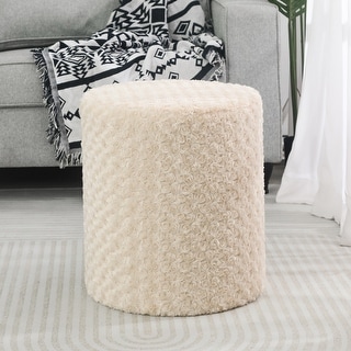 Adeco Round Ottoman with Curly Plush Vanity Stool - Bed Bath & Beyond ...