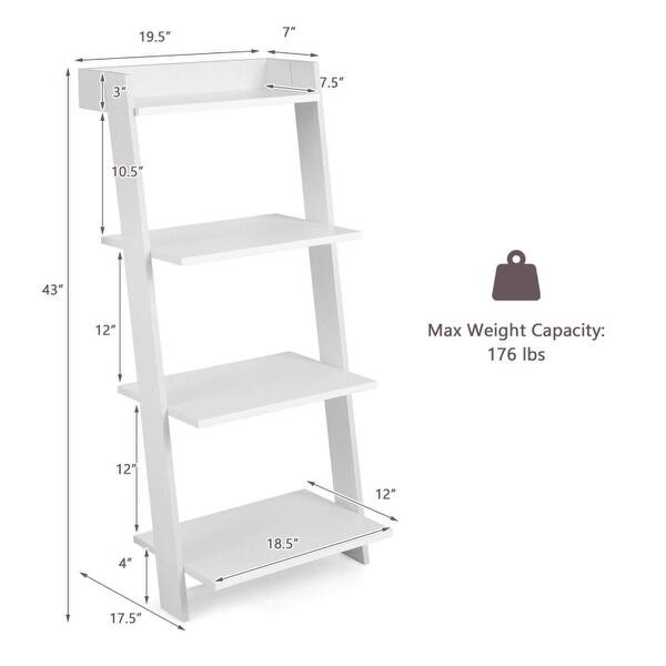 4-Tier Ladder Shelf with Solid Frame and Anti-toppling Device - Bed ...