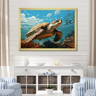 Designart "Classic Art Depiction Of A Turtles Coastal Life I 074Ad447 ...