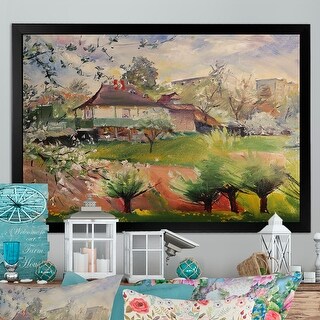 Designart "Abstract House In Country" French Country Framed artwork ...