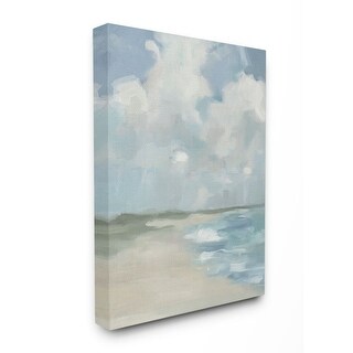 Stupell Impressionist Neutral Blue Green Beach Ocean Painting Canvas ...