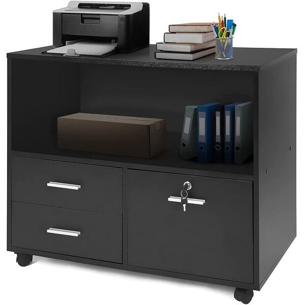 Filing Cabinet Printer Stand Mobile Lateral File Cabinet w/ 3 Drawers ...