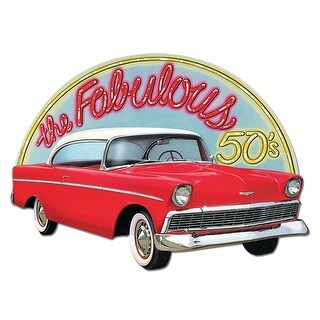 Club Pack of 12 "The Fabulous 50's" Classic Car Cutout Party Decoration ...
