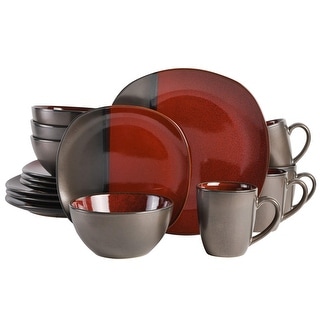 Volterra Square Reactive Glaze Stoneware Dinnerware Set, Service for 4 ...