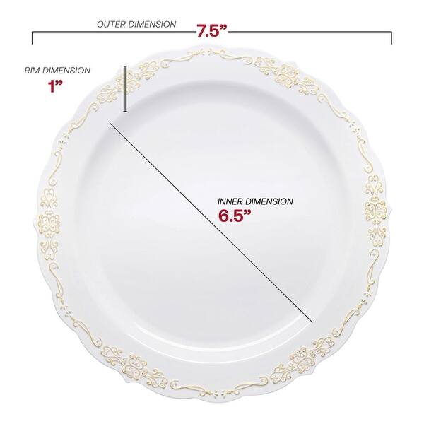 Vintage Rim Round Disposable Plastic Plate Packs - Party Supplies - Bed ...