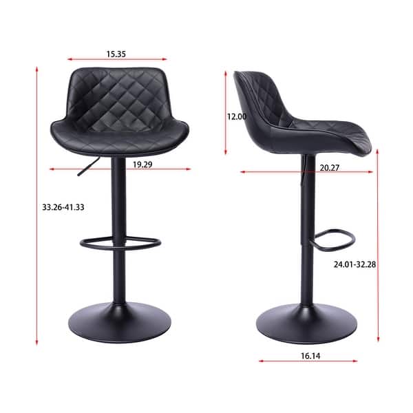 Black Footrest and Base Swivel Height Adjustable Bar Stool (Set of 2 ...