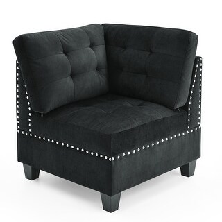 Modern 6inch Thickness Black Velvet Corner Sofa for Modular Sectional ...