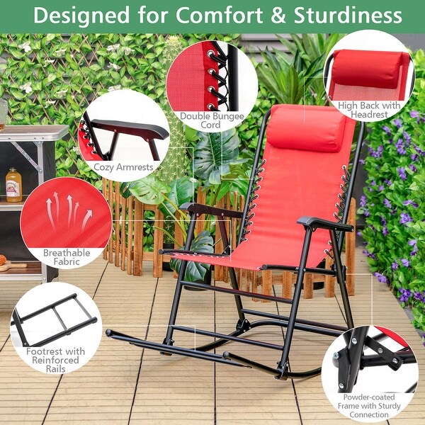 Costway folding zero gravity rocking chair rocker porch outdoor patio headrest store
